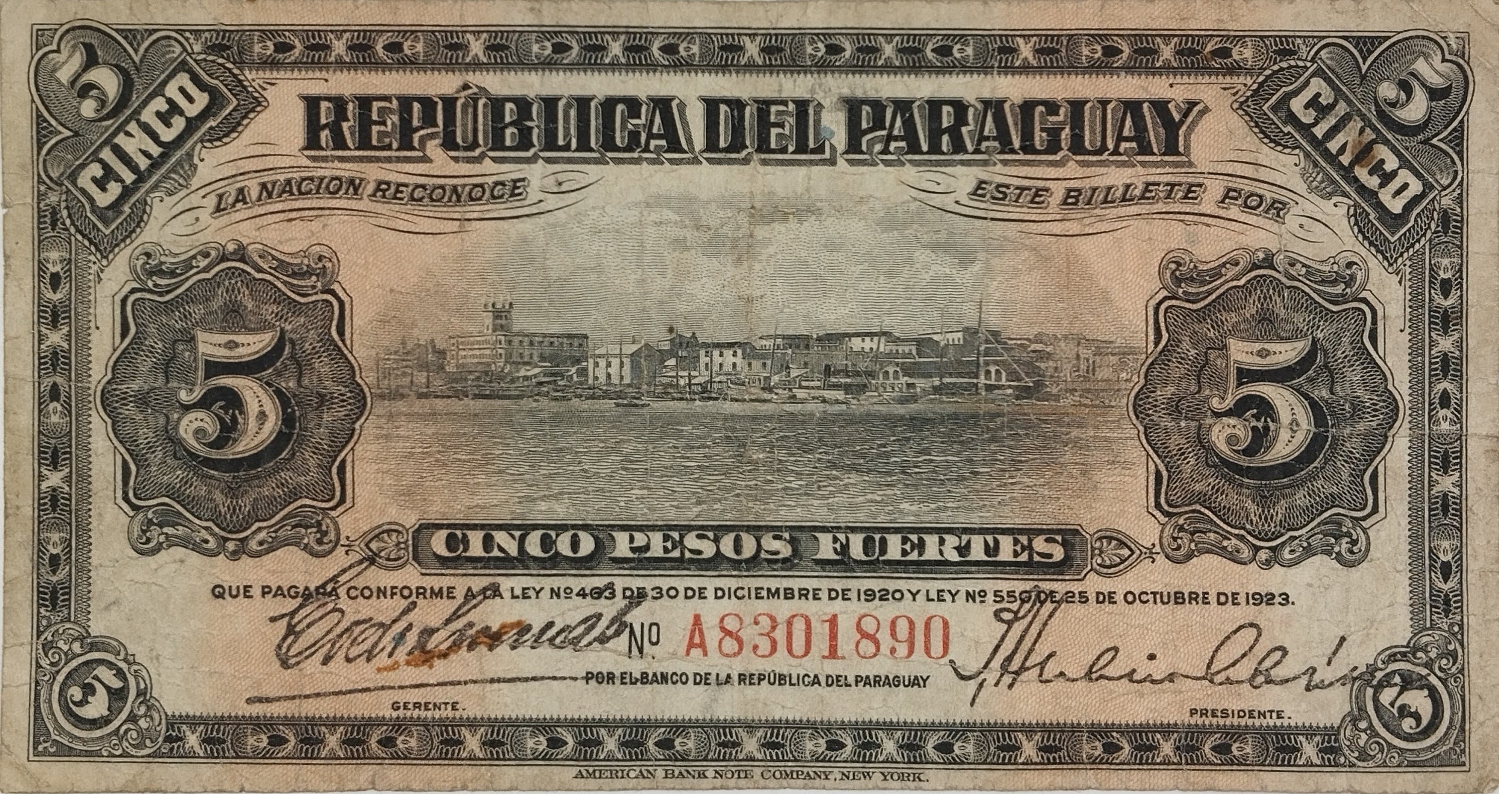 Paraguay - 1923 - 5 Pesos Fuertes – Numismática Magallanes